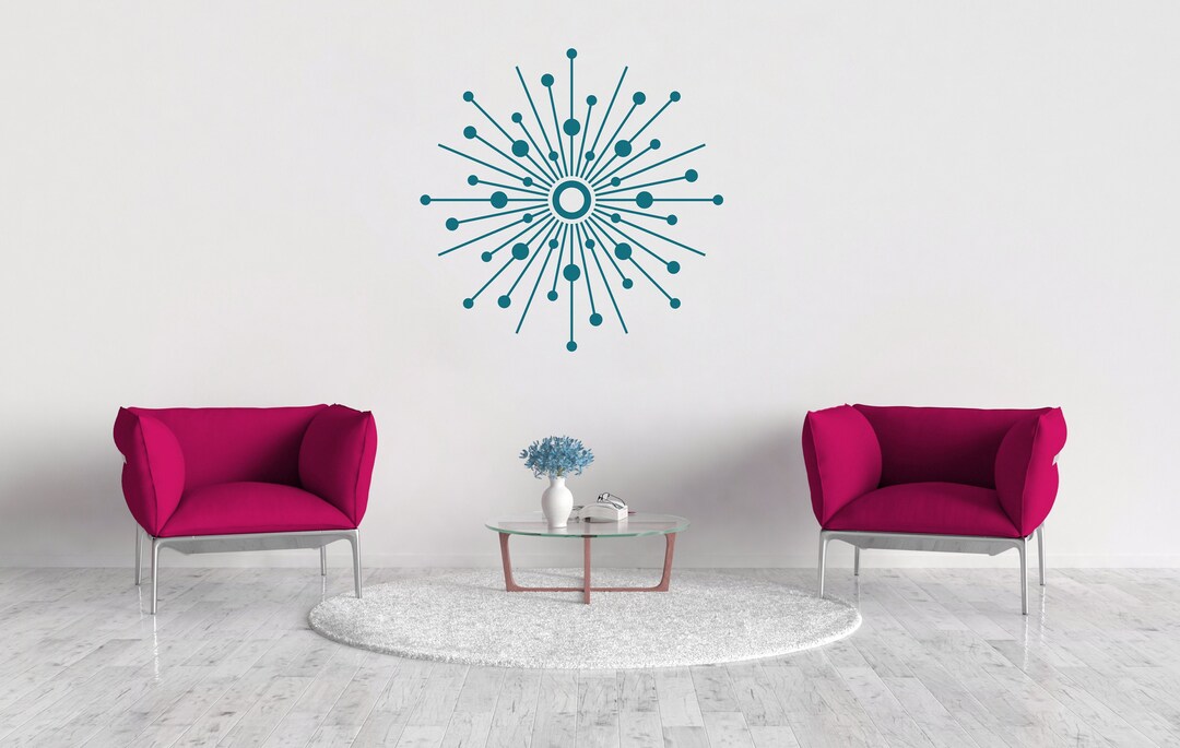 Starburst Wall Decal, Sunburst Art, Atomic Retro Decor, Mid Century ...