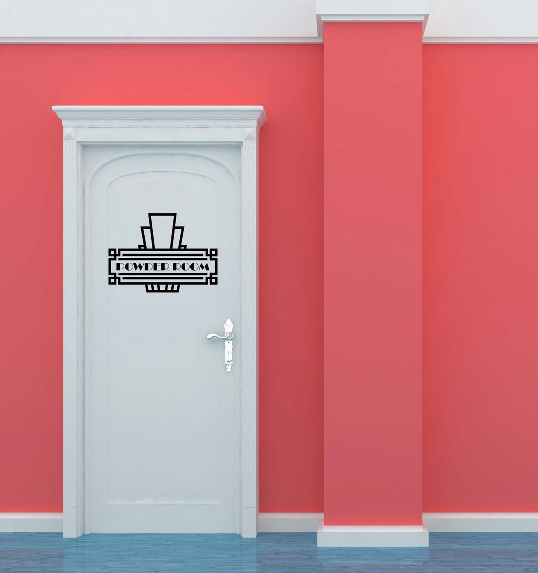 Powder Room Decal for Glass Door, Theater Bathroom Sign, Cinema ...