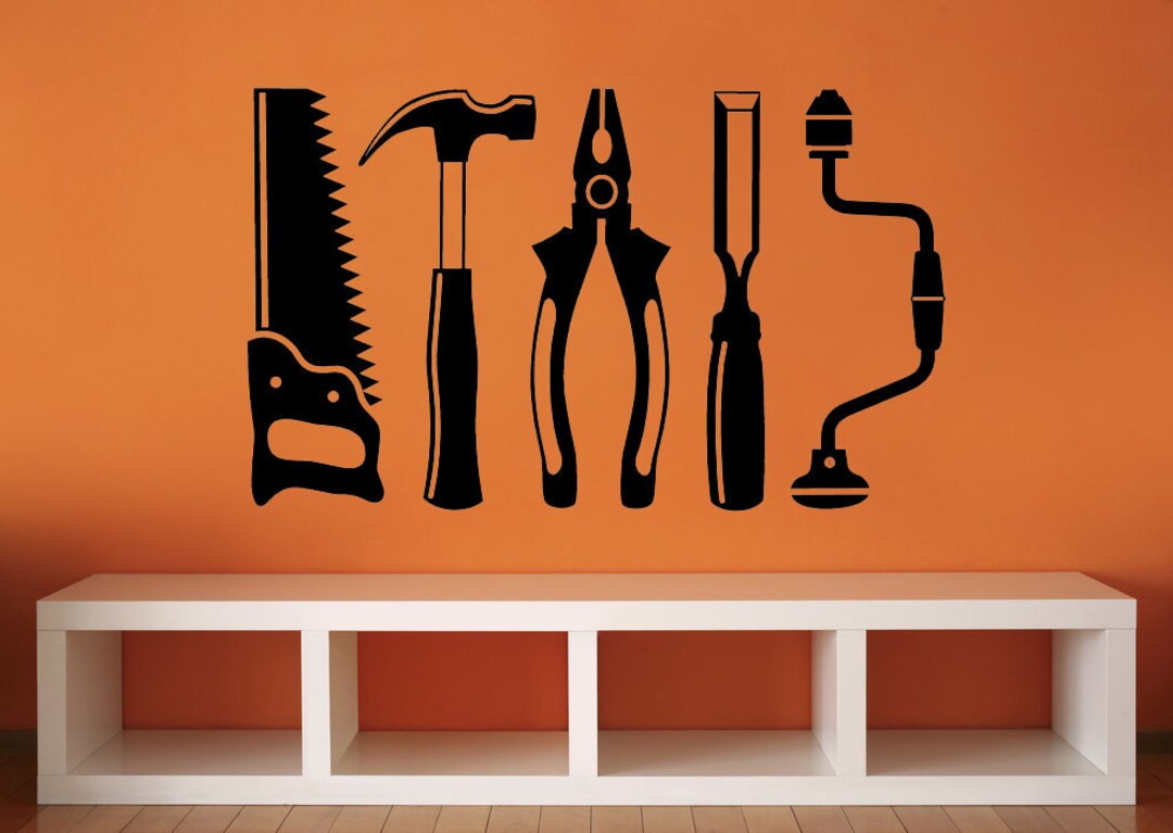 Tool Wall Decal, Workshop Wall Art, Mechanic Garage Decor, Builder Gift ...