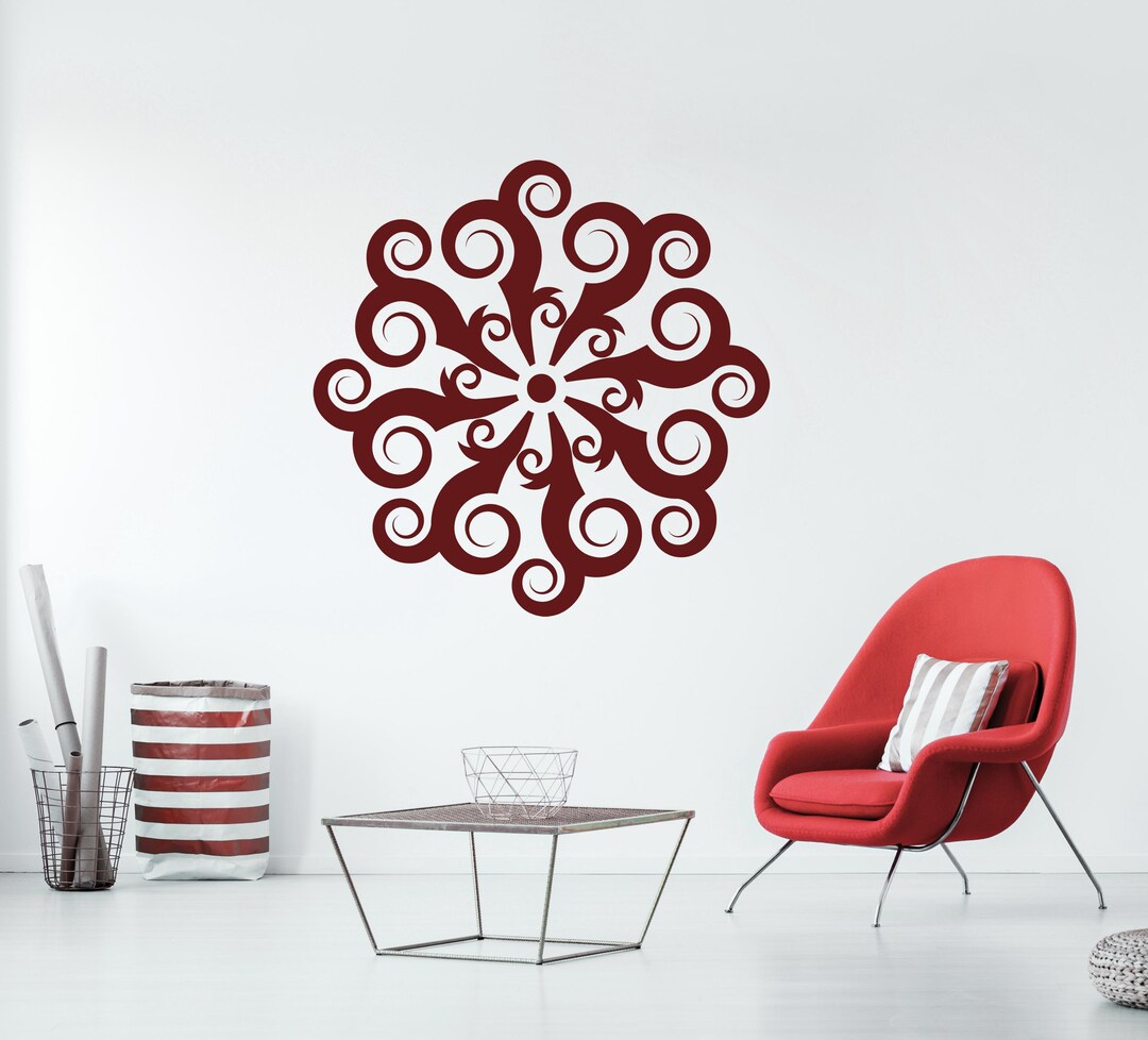 Starburst Wall Decor, Sunburst Decal, Mandala Wall Art, Midcentury ...