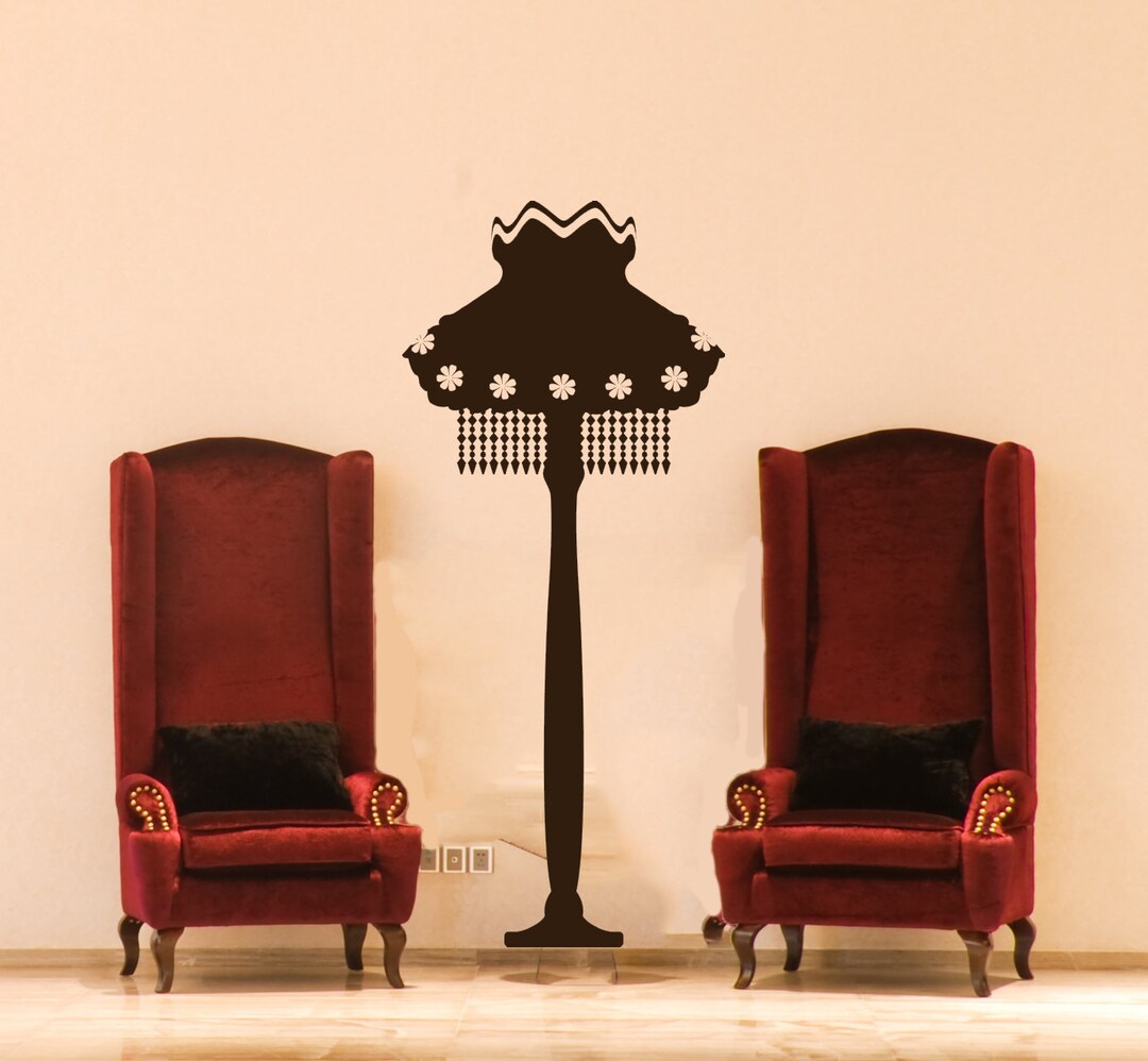 Floor Lamp Wall Decal, Modern Lights Decor, Vintage Pole Art, Lantern ...