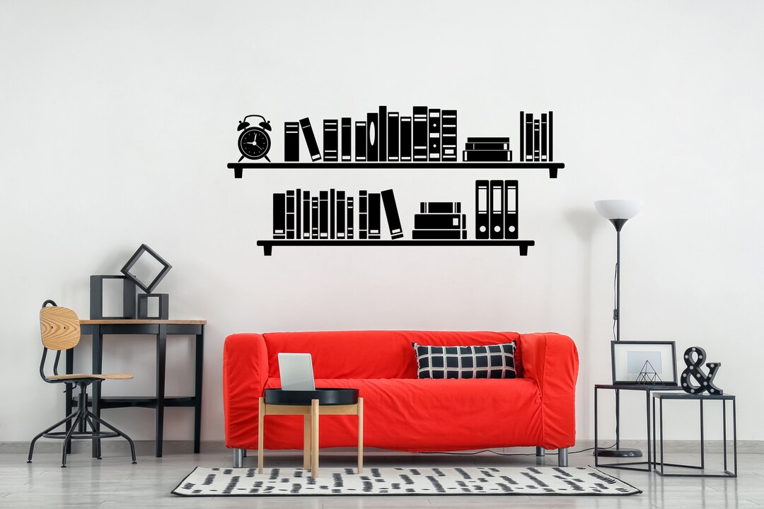 Bookshelves Wall Decal, Bookshelf Decor, Book Shelves Wall Decor, Book ...