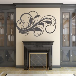 Vintage Style Wall Art, Corner Decal, Swirls Wall Decor, Vertical Decal ...