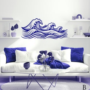 Ocean Waves Wall Art, Wave Decals, Beachy Room Decor, High Tide Art ...