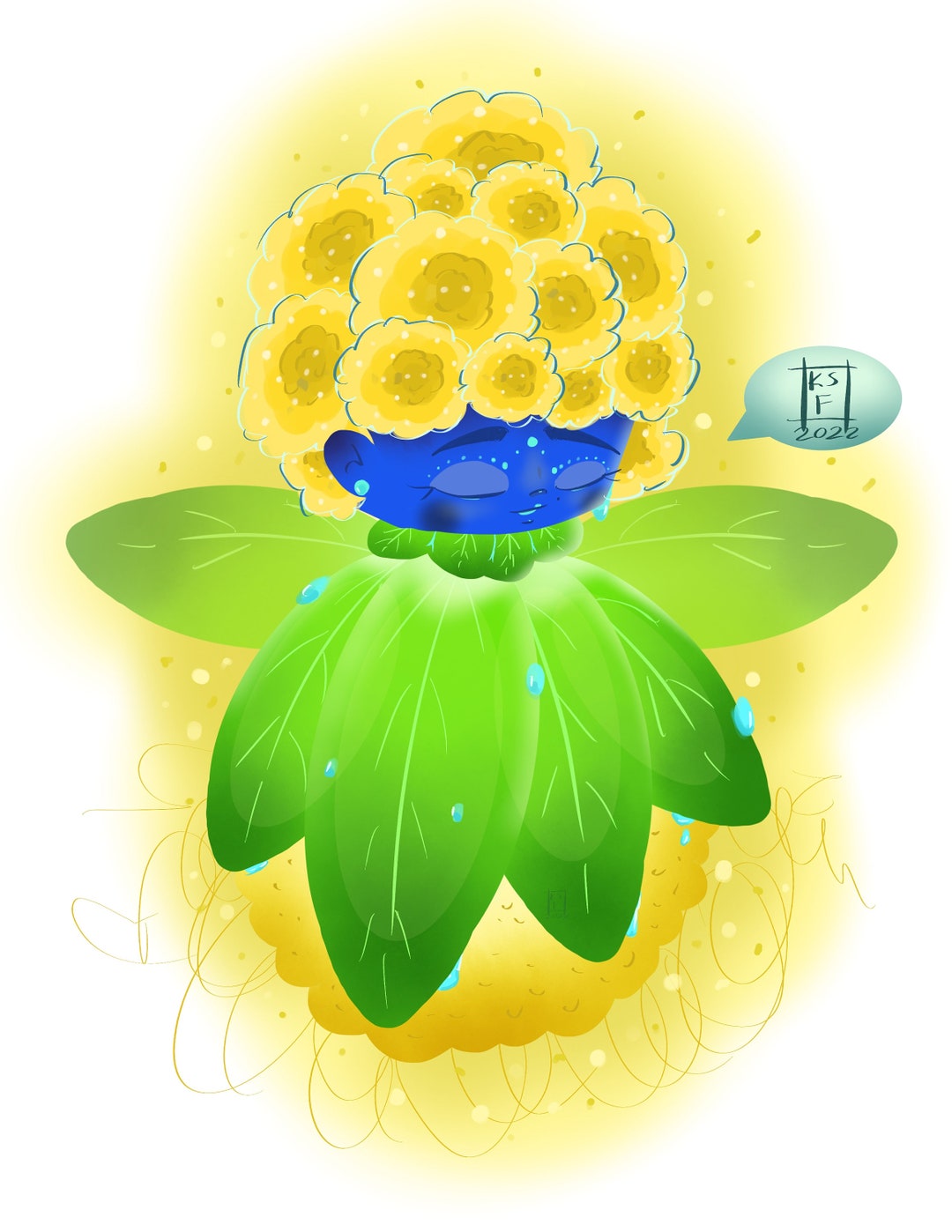 Flower Puff Fairy (4x6) - Etsy