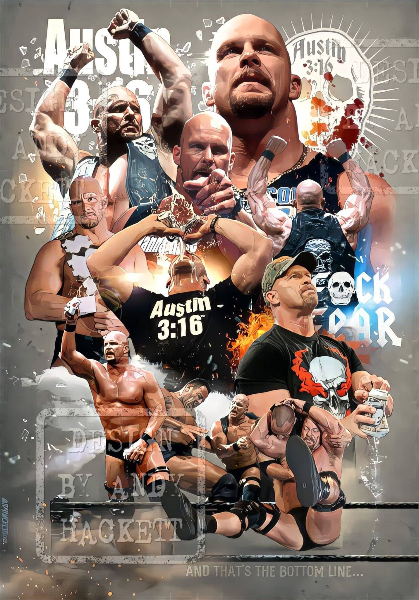 Stone Cold Steve Austin WWE WWF Tribute A3 Poster Print - Etsy