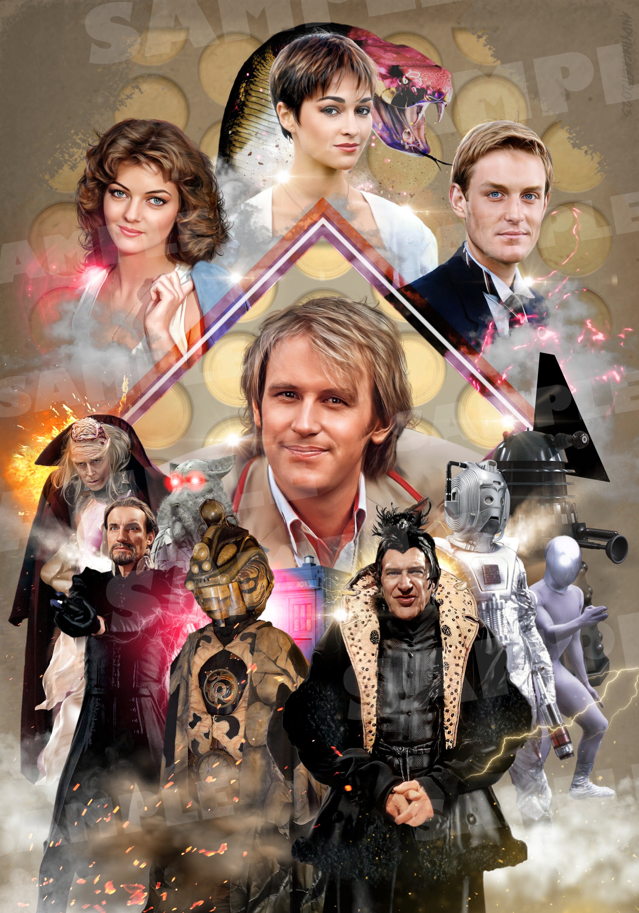 Doctor Who and the Monsters Season 20 Peter Davison A3 Poster Print ...
