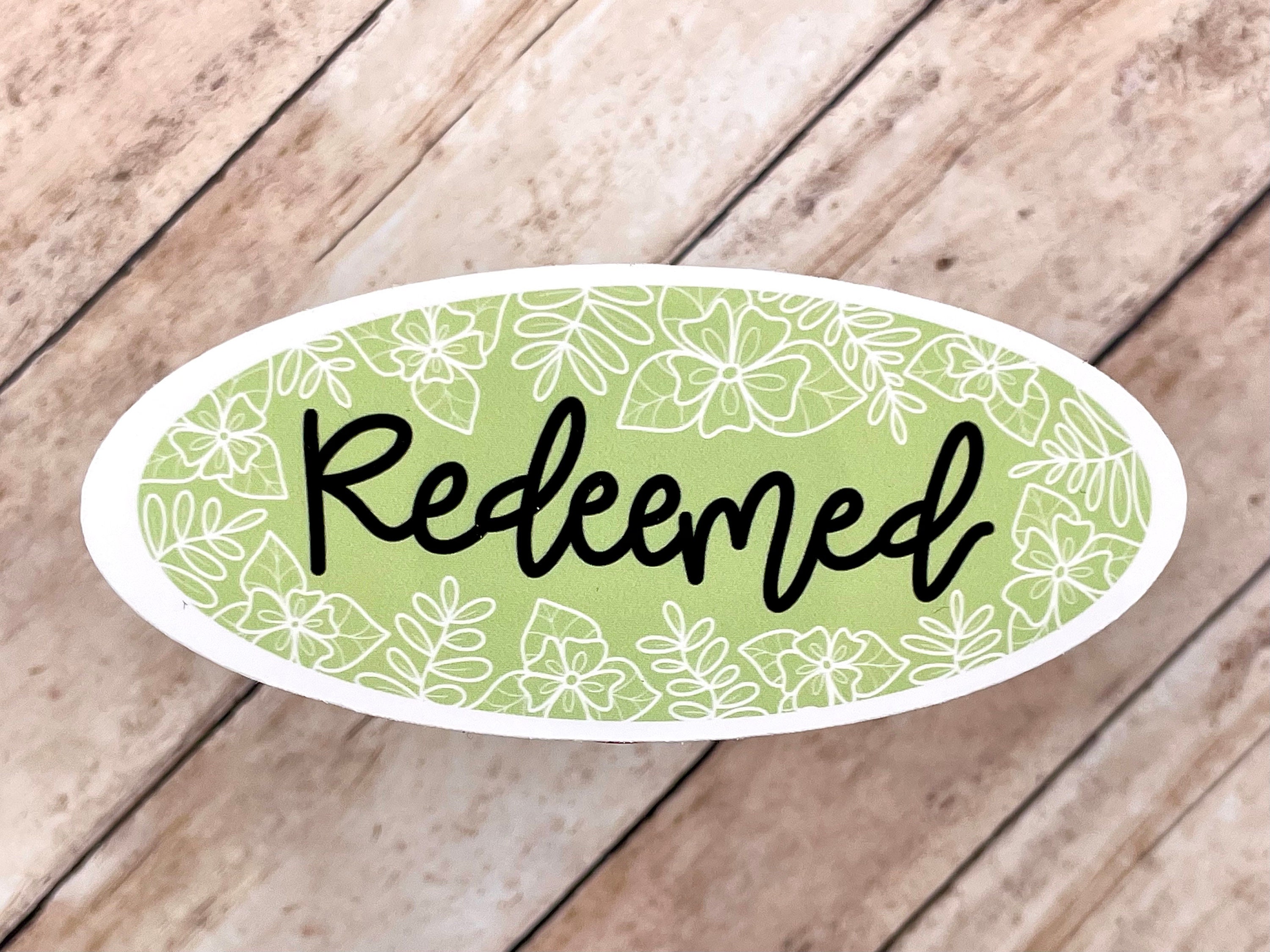 Redeemed WATERPROOF Sticker Hand Lettered Christian | Etsy