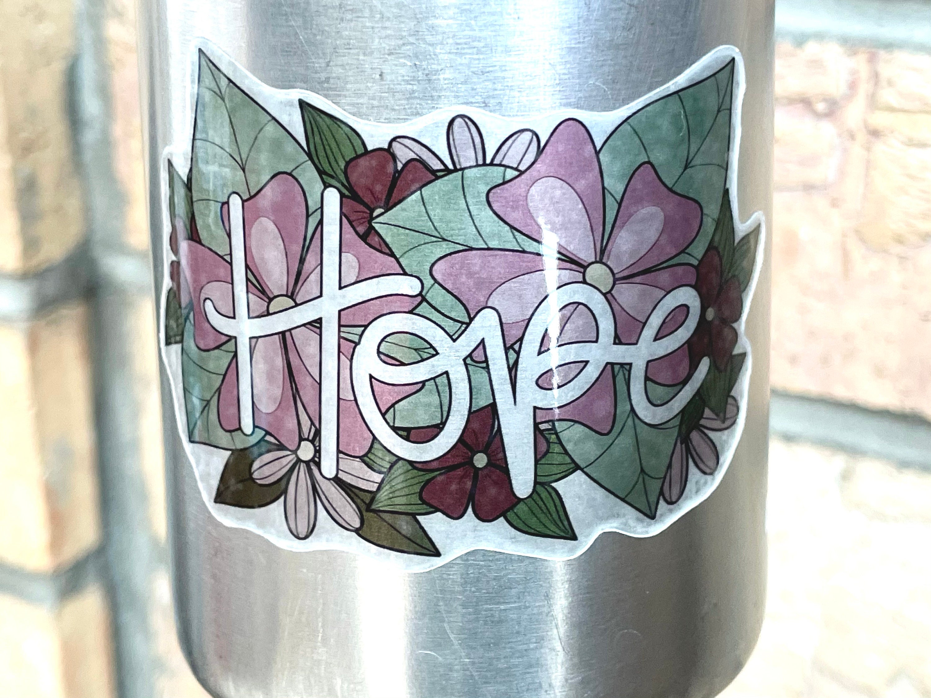 Hope, Semi-transparent Sticker, Water Resistant Hand Lettered Sticker ...
