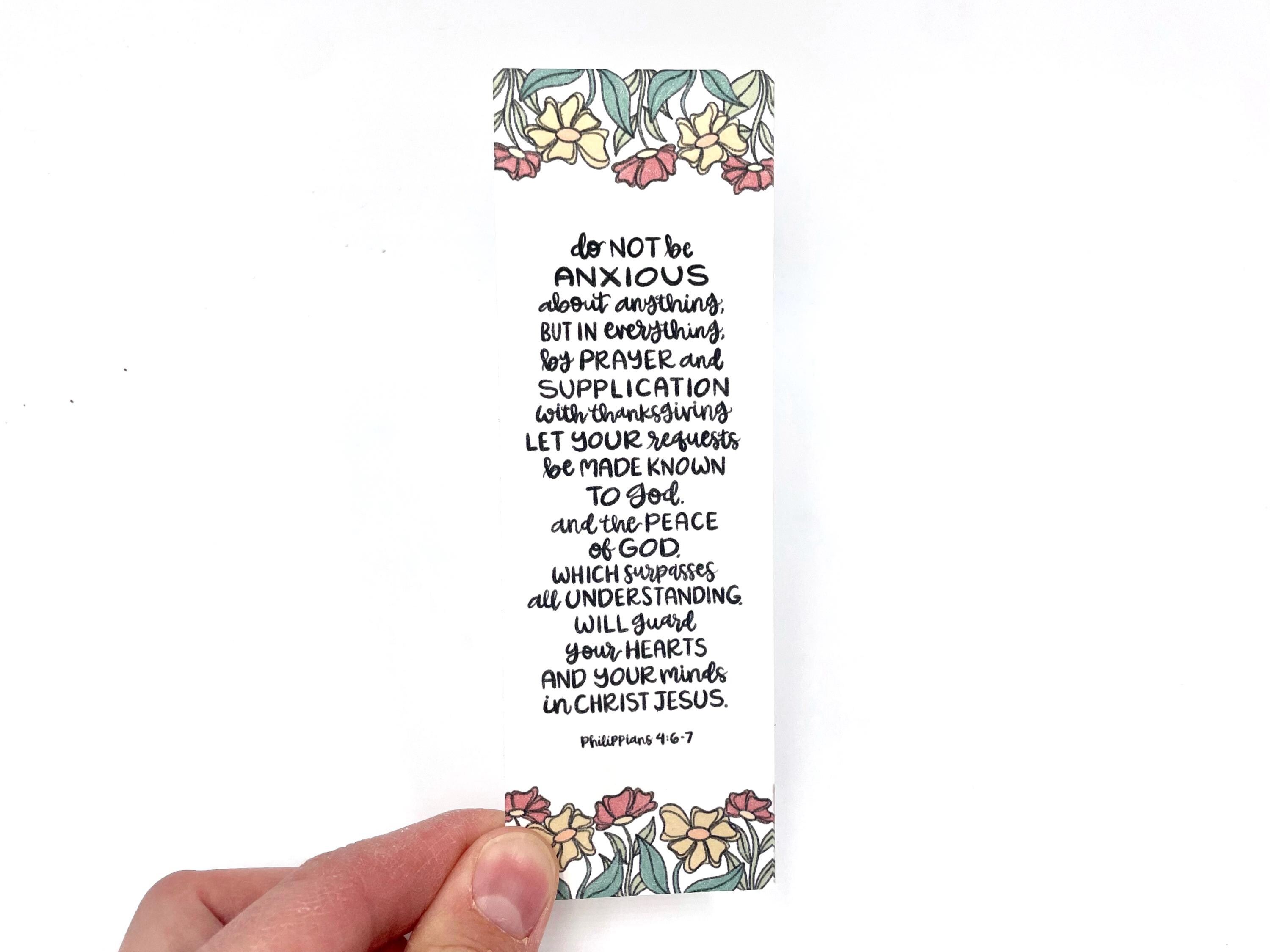 Philippians 4:6-7, Christian Bookmark, Hand Lettered Bible Verse ...