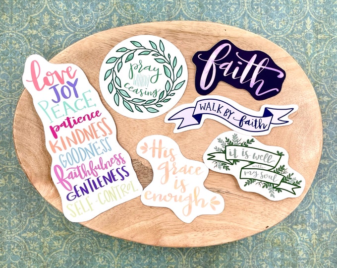 Bible Sticker Pack 2, Hand Lettered Christian Sticker Bundle, Matte or ...