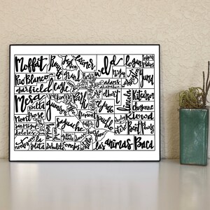 Hand-lettered Colorado Counties Print, Black and White, Multiple Sizes ...
