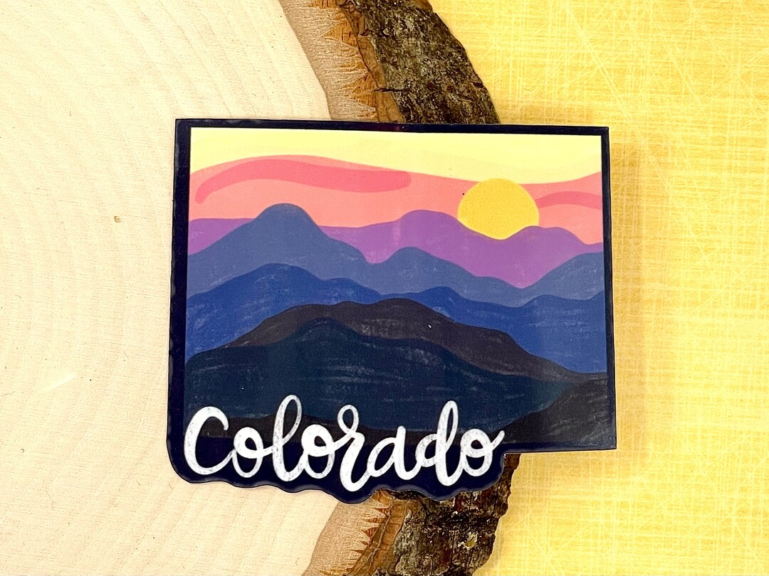 Colorado Sunset, WATERPROOF Sticker, Hand Lettered Shape of Colorado ...