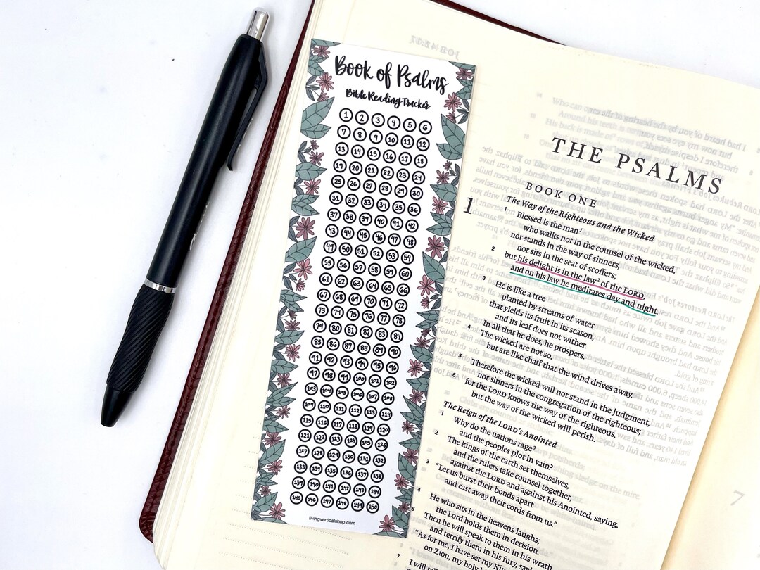 Book of Psalms Bible Reading Tracker, Christian Bible Reading Bookmark ...