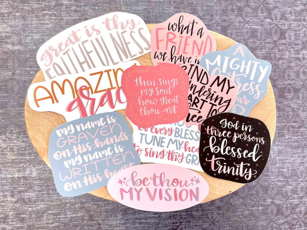 Hymn Sticker Pack, Hand Lettered Stickers, Hymns, Sticker Bundle, Matte ...