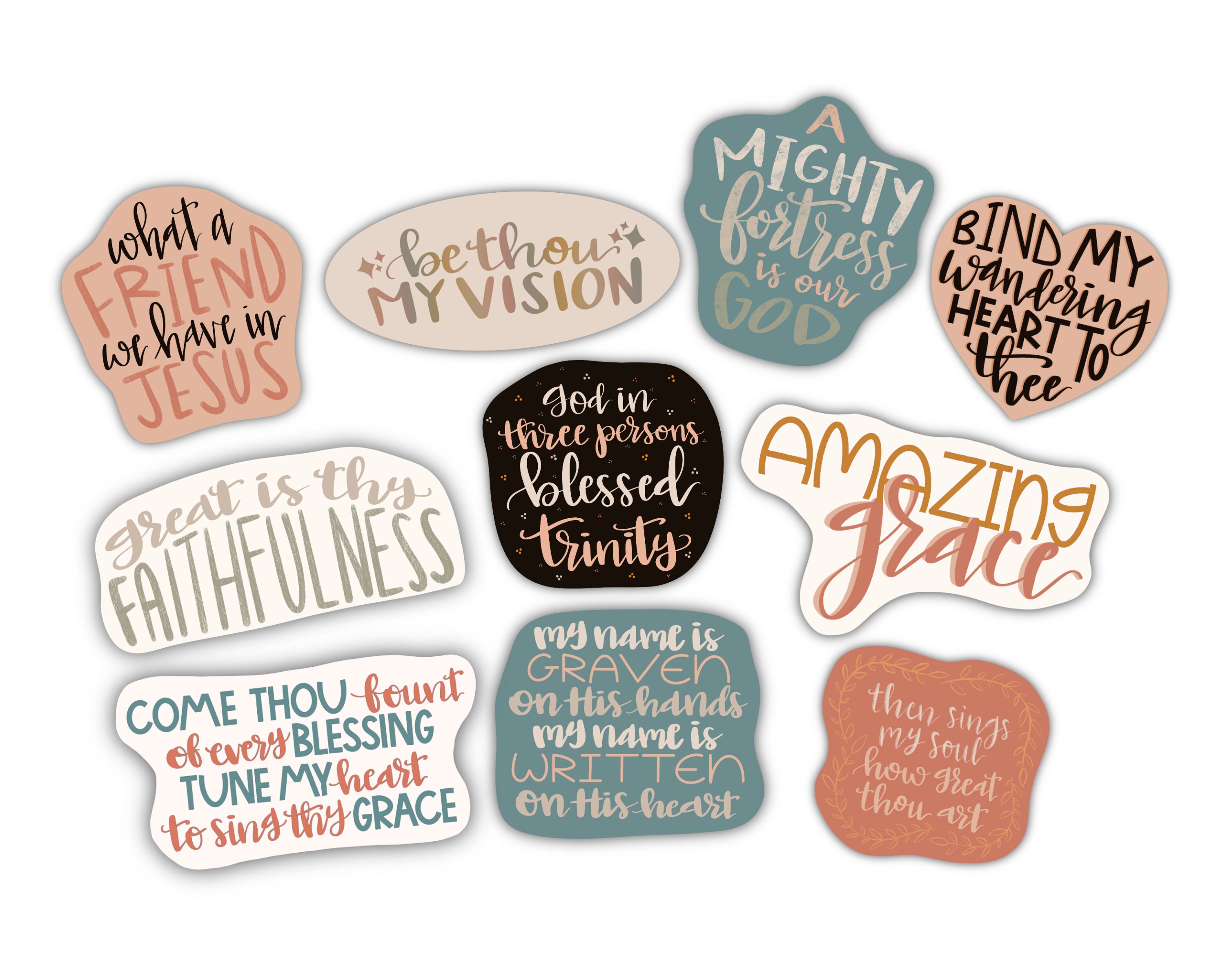 Hymn Sticker Pack Hand Lettered Stickers Hymns Sticker | Etsy