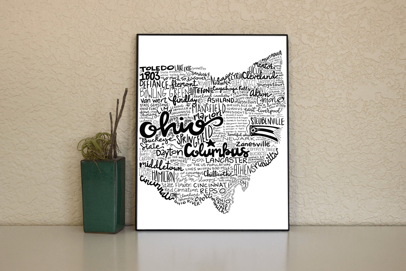 Ohio State Print Hand Lettered Ohio State Print Multiple - Etsy
