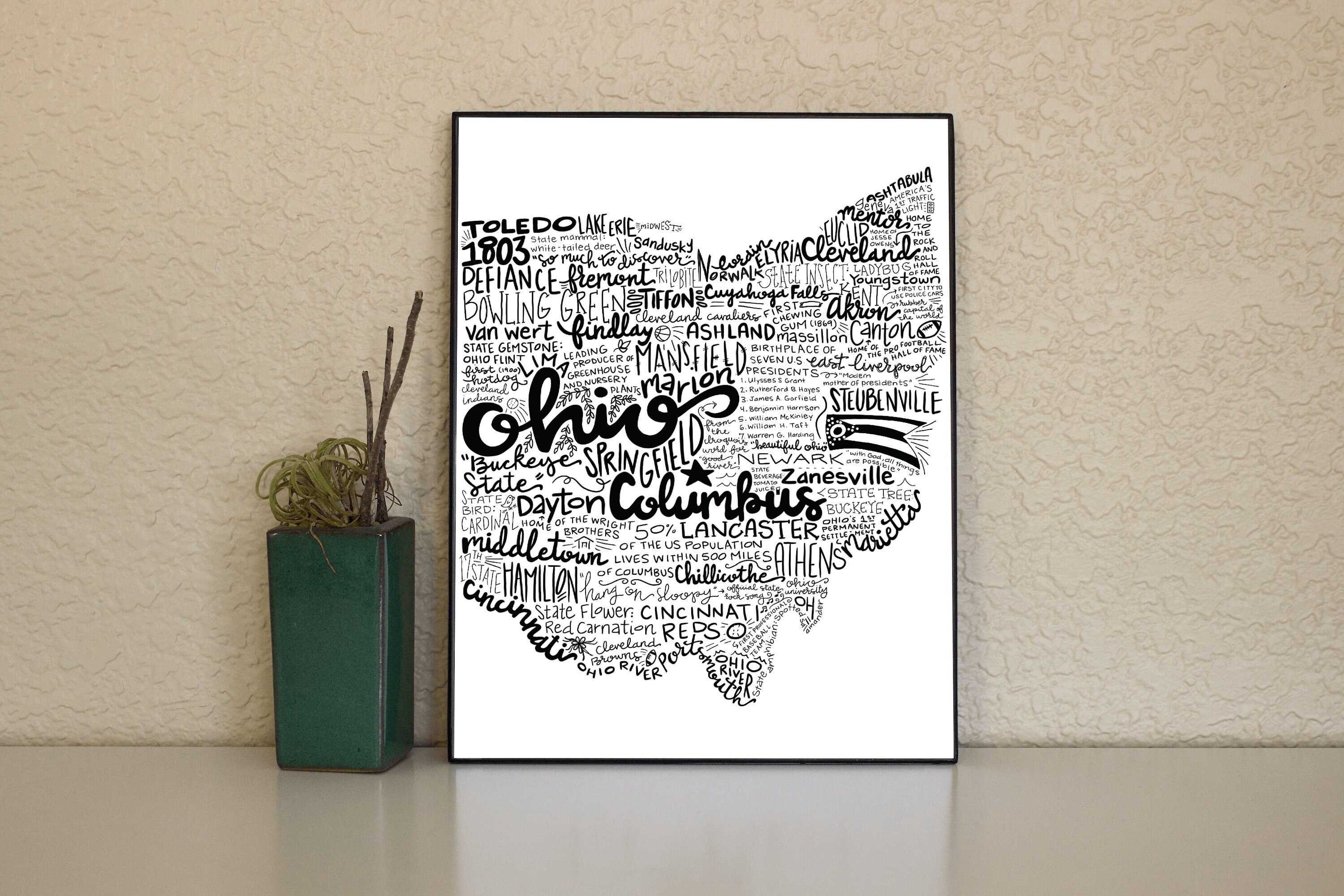 Ohio State Print Hand Lettered Ohio State Print Multiple - Etsy