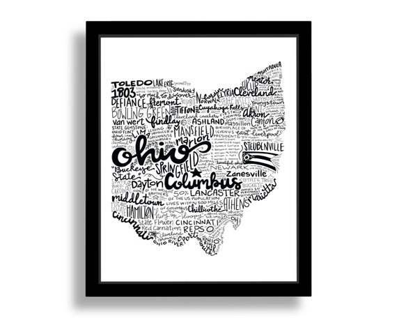Ohio State Print Hand Lettered Ohio State Print Multiple | Etsy