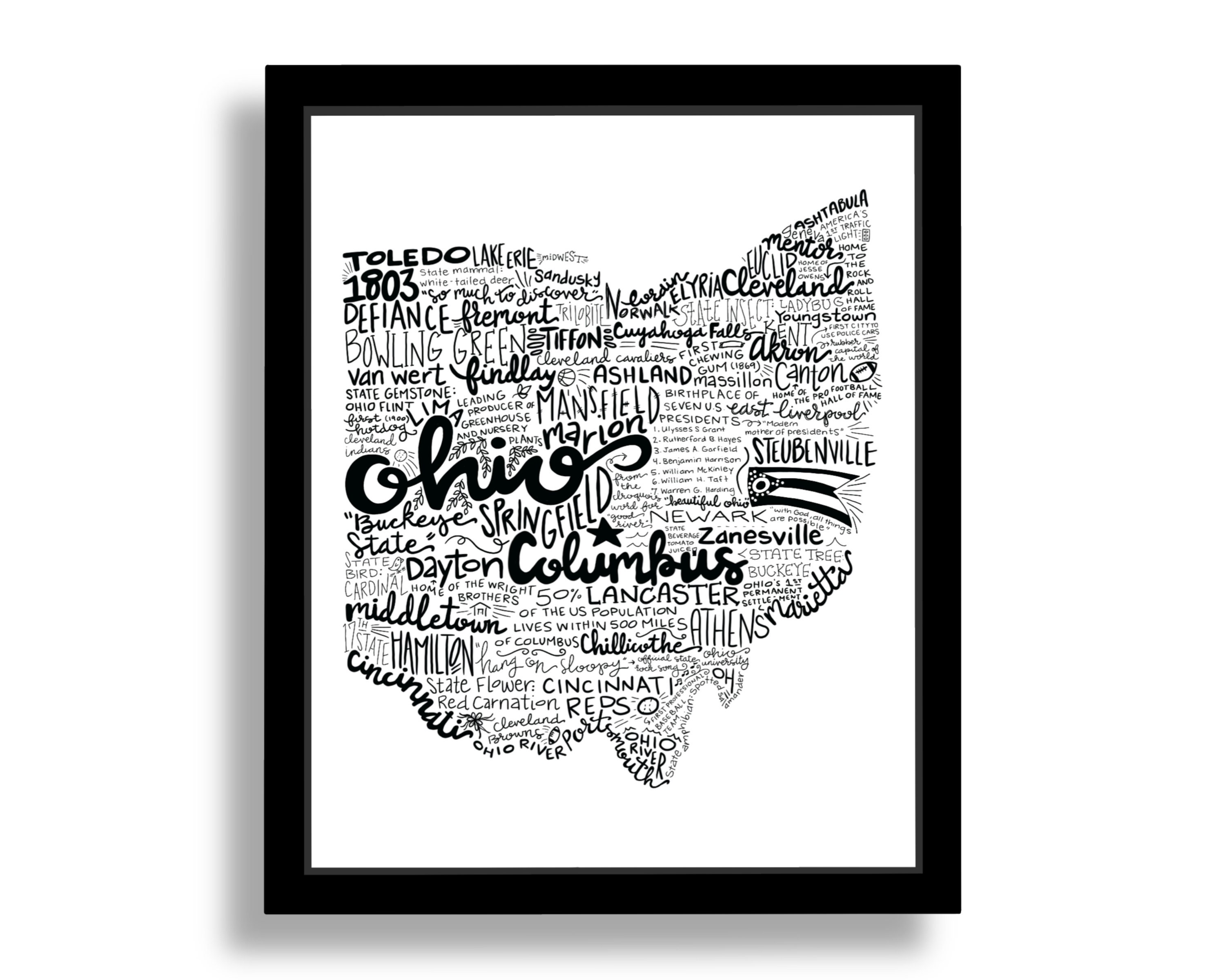 Ohio State Print Hand Lettered Ohio State Print Multiple - Etsy