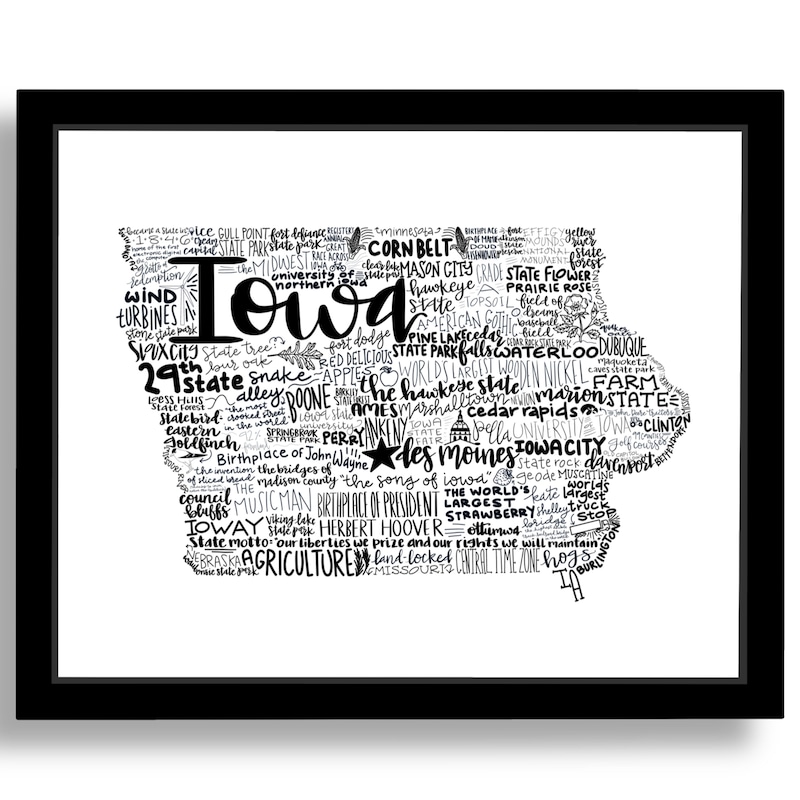 Map of Iowa - Etsy
