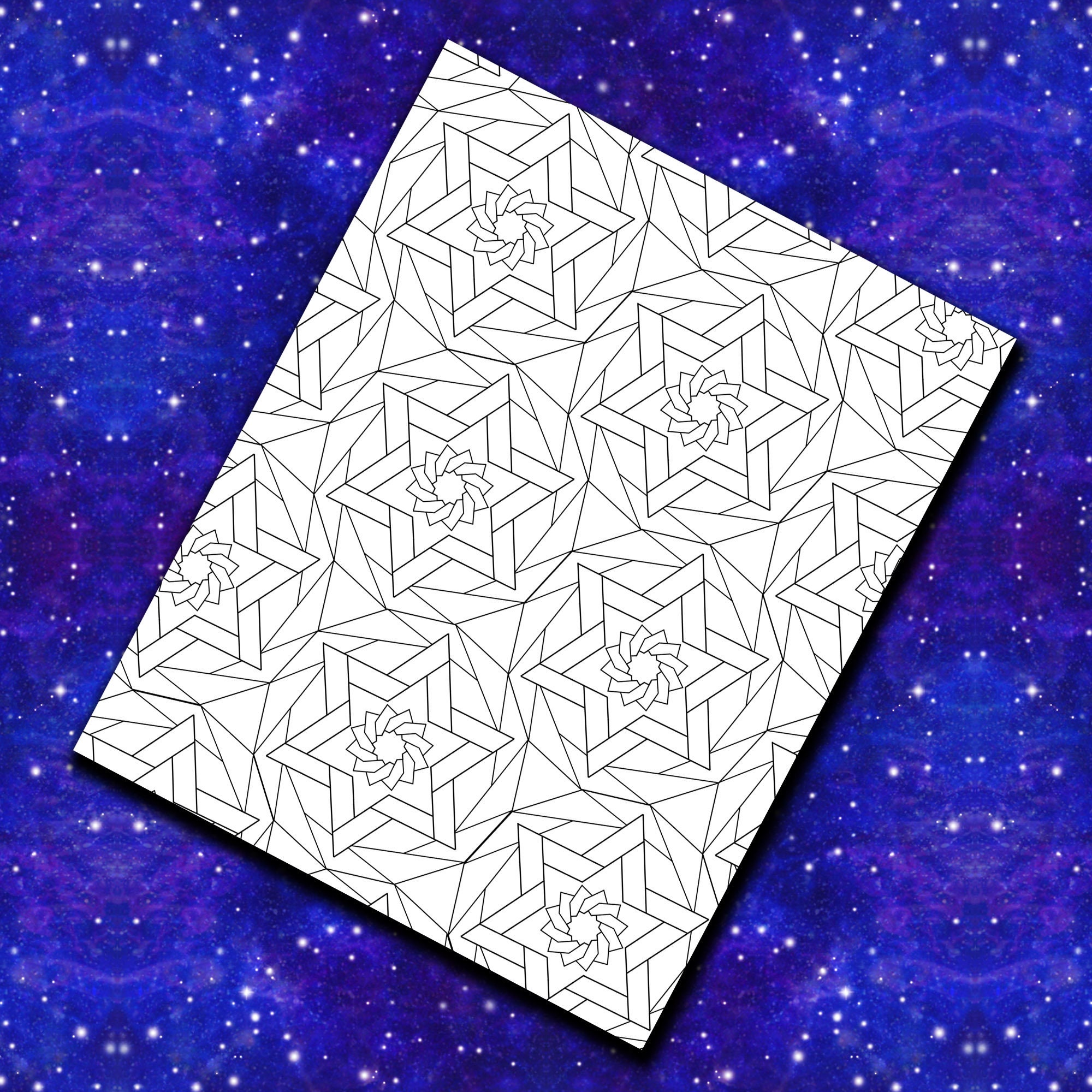 Geometric Stars Coloring Page - Etsy