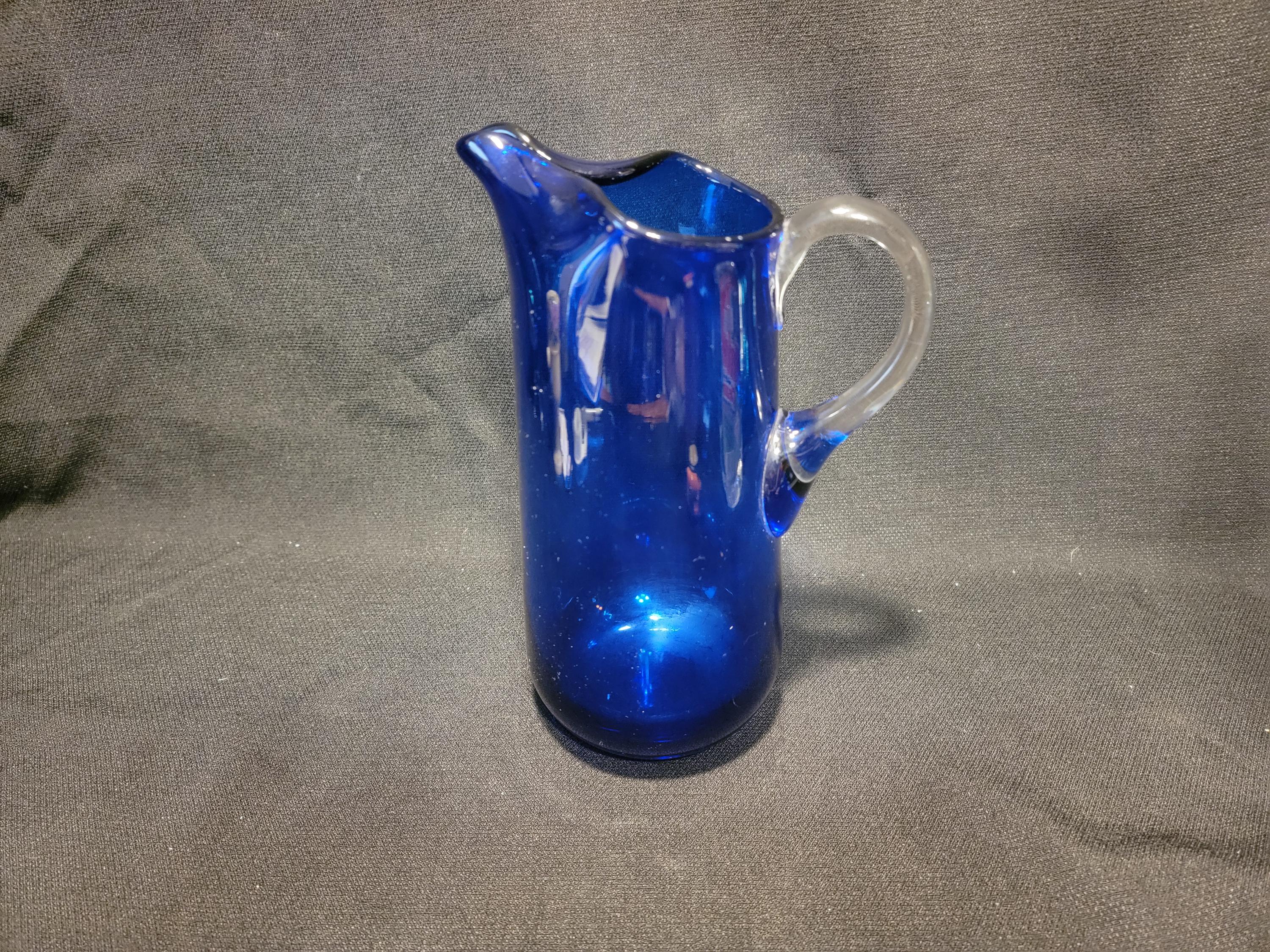 Vintage Cobalt Blue Handblown Glass Cocktail Pitcher 9, Cobalt Blue ...