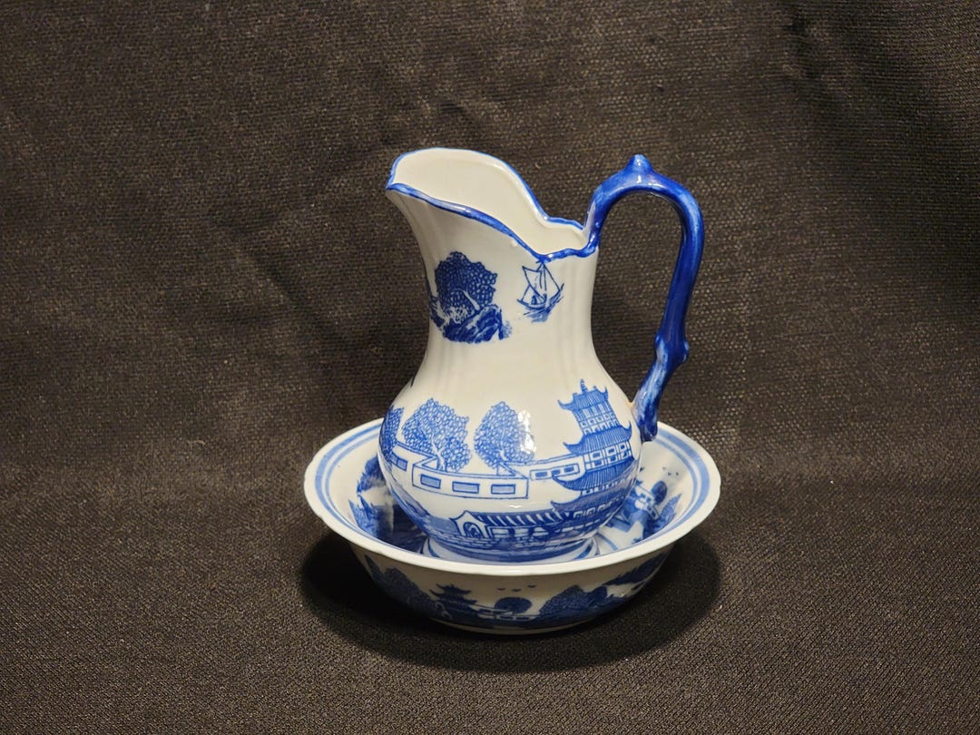 Victoria Ironstone Blue and White Pitcher & Basin, Blue and White ...