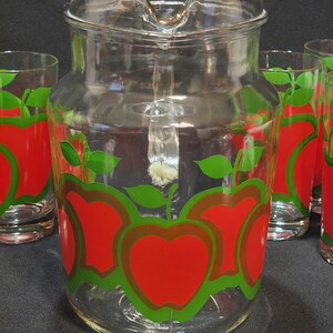 Vintage Colony Apple Pitcher and 6 Tumblers, Vintage Pop Art, Vintage ...