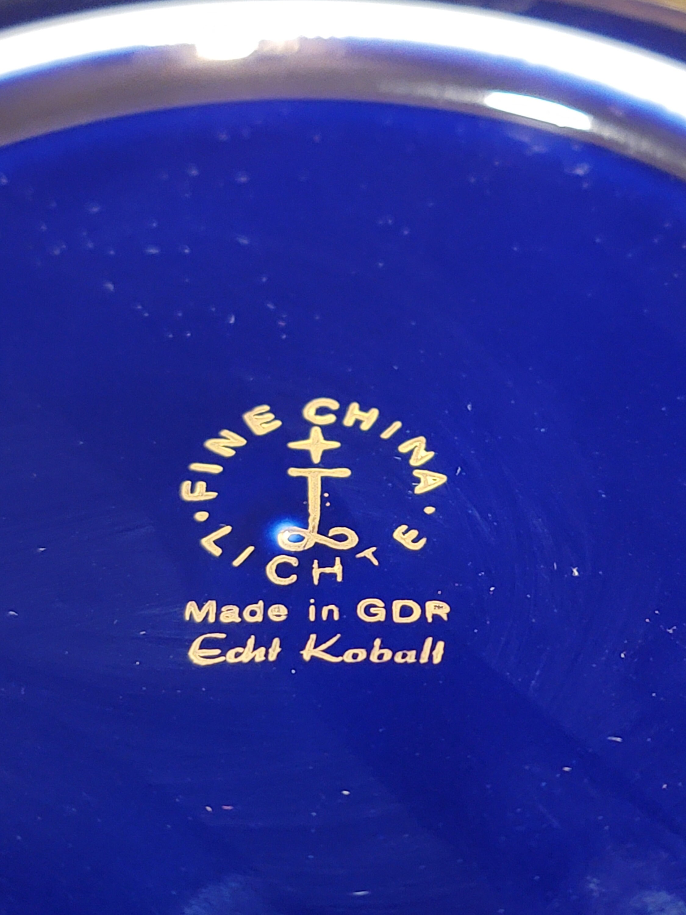 Vintage Lichte Cobalt Blue & Gold Porcelain Tea Service for 2 6 Piece Set Made in GDR East ...