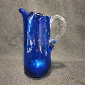 Vintage Cobalt Blue Handblown Glass Cocktail Pitcher 9, Cobalt Blue ...