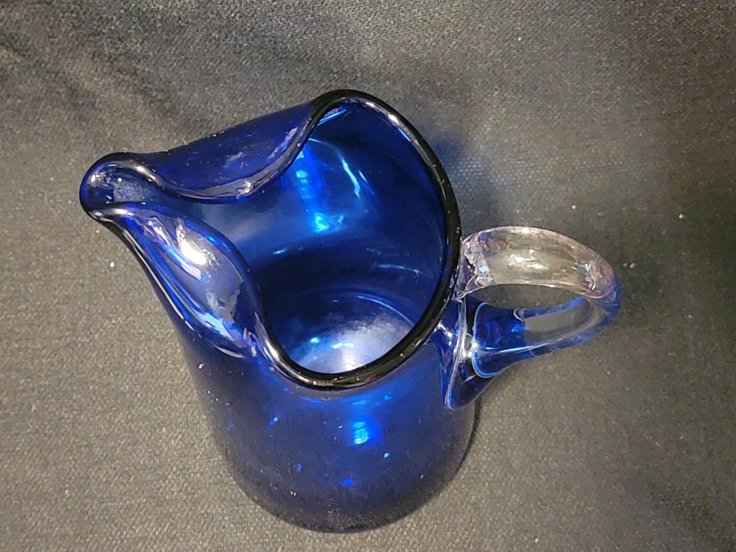 Vintage Cobalt Blue Handblown Glass Cocktail Pitcher 9, Cobalt Blue ...