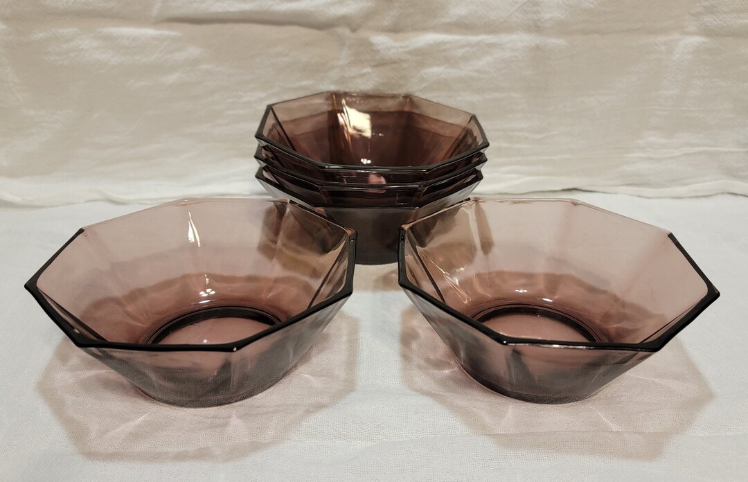 Vintage Hazel Atlas Amethyst Moroccan Octagon Bowl Set of 5, Vintage ...