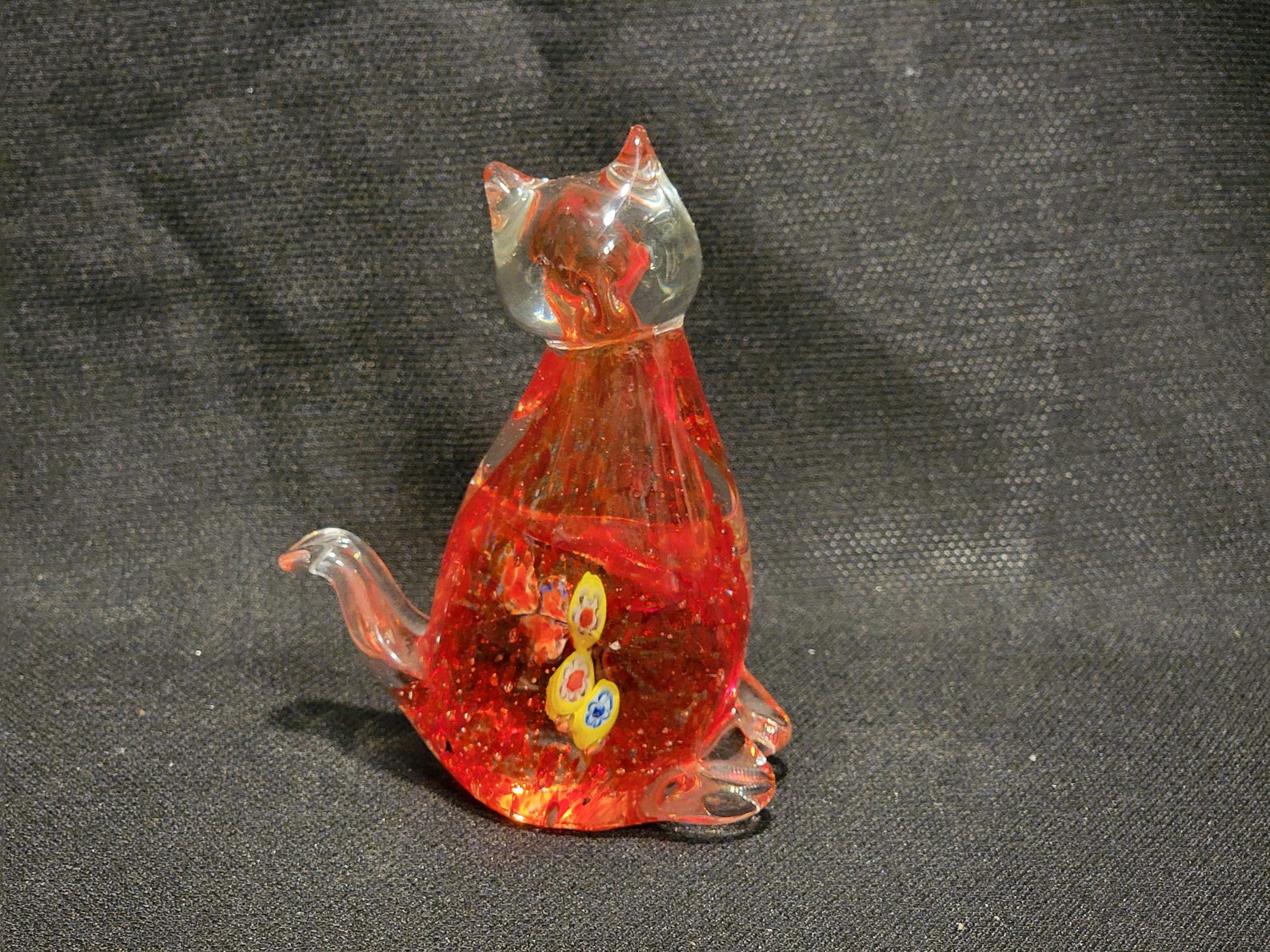 Murano Style Glass Cat Figurine - Glass Cat Paperweight - Cat Glass ...