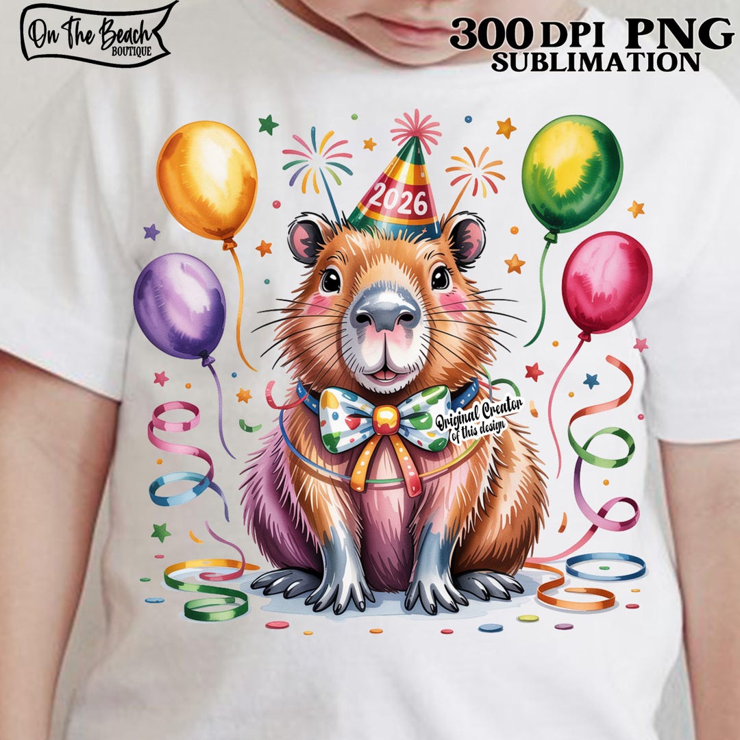 Nye 2026 Png, New Years Capybara, Nye Party Shirt Png, New Year Animal ...