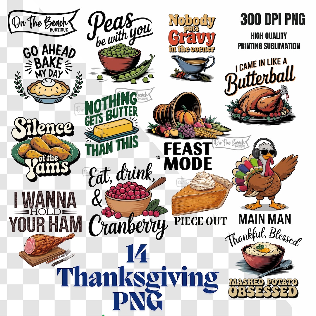 Thanksgiving Bundle PNG 14 Designs I’m Here for Png Family Thanksgiving ...