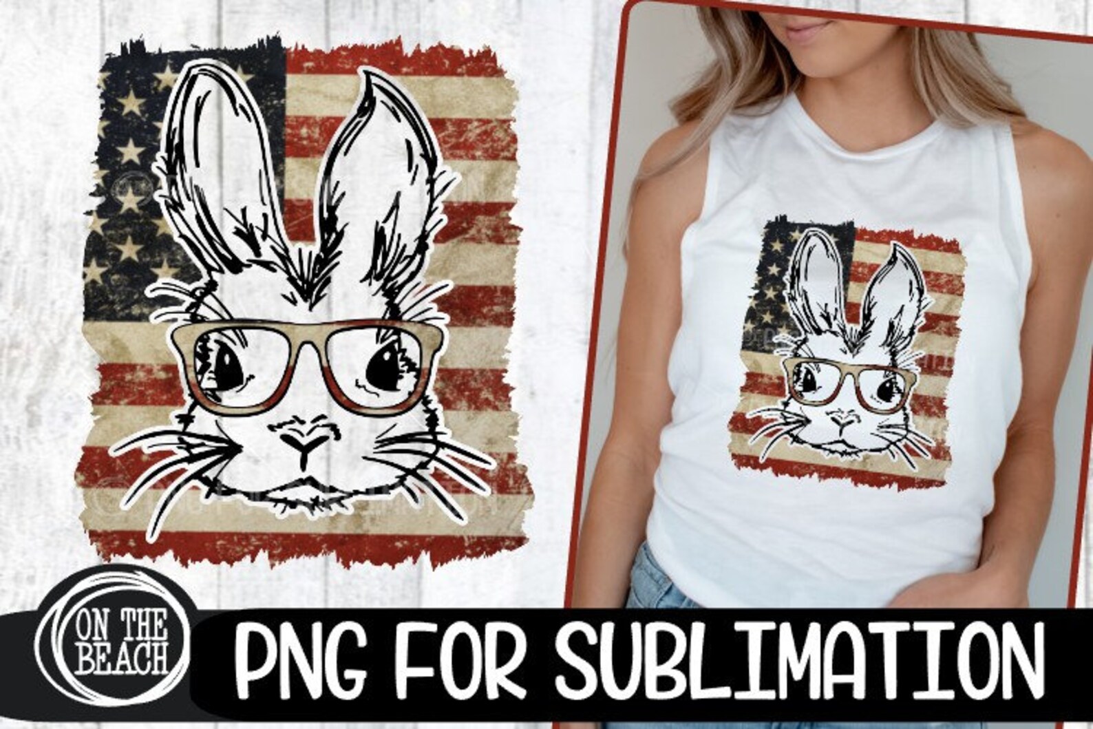 BUNNY PNG Flag Bunny Flag July 4th Independence Day - Etsy