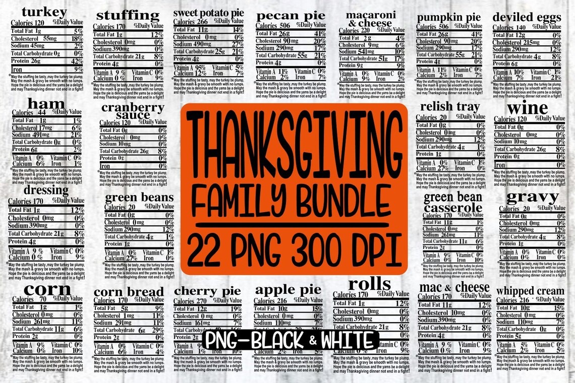 Thanksgiving Bundle, Family Food, Sublimation, PNG 300 DPI, Instant ...