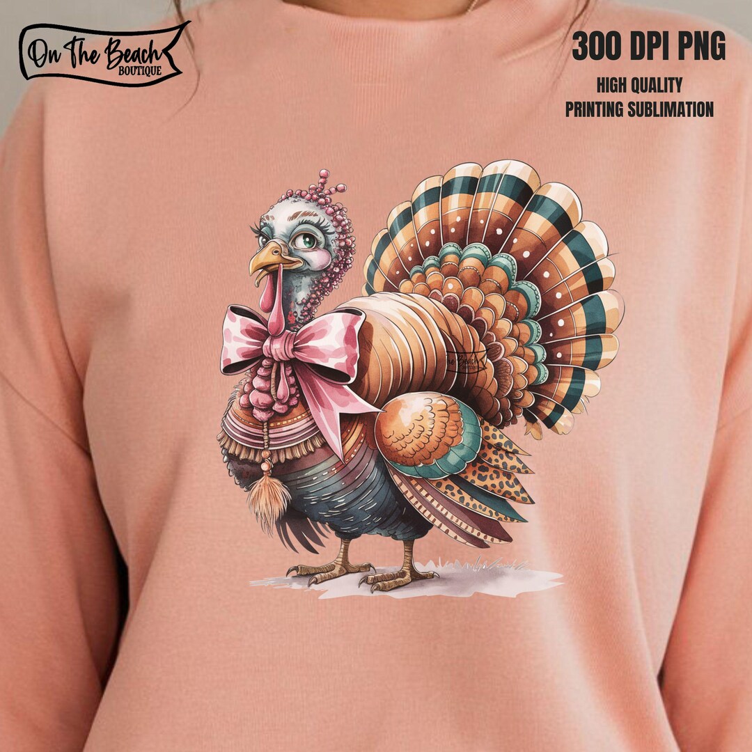 Boho Turkey PNG Coquette Family Watercolor Thanksgiving Turkey Trendy ...