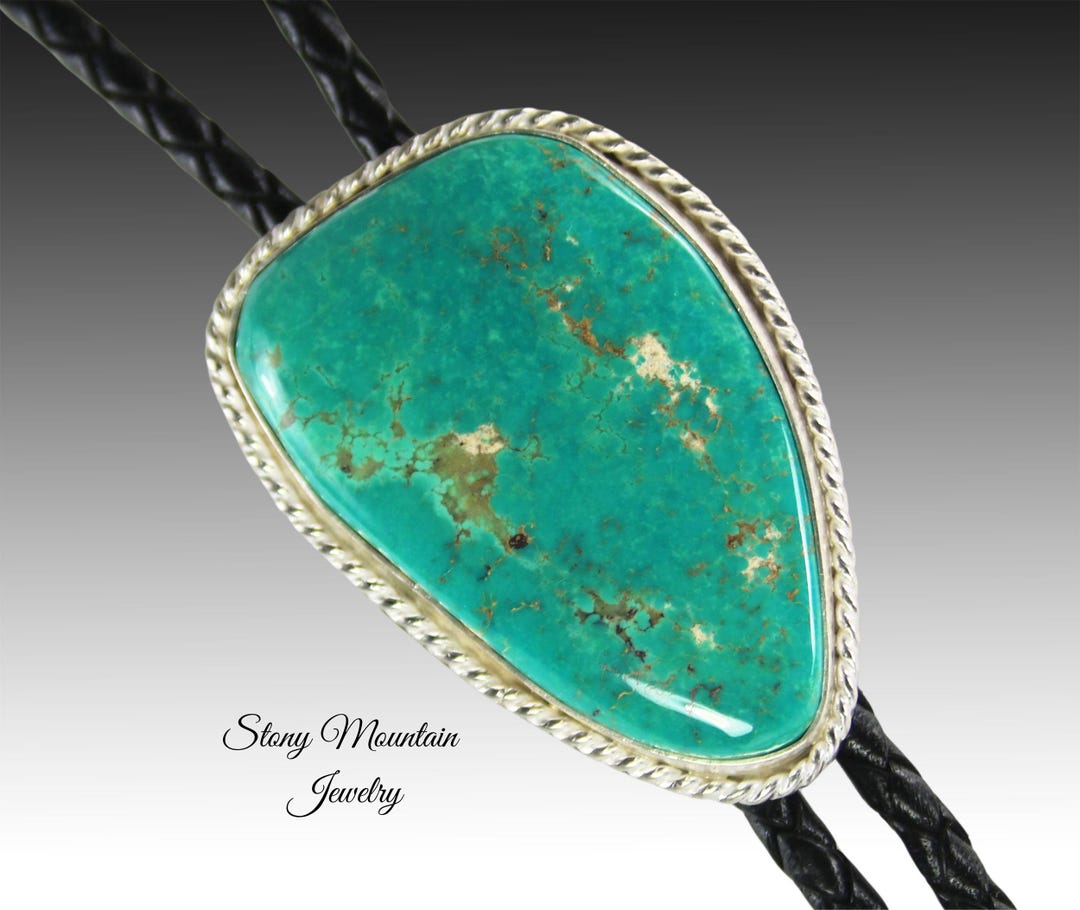 Kingman Turquoise Bolo Tie, Unique Custom Wedding Bolo Tie, Sterling ...