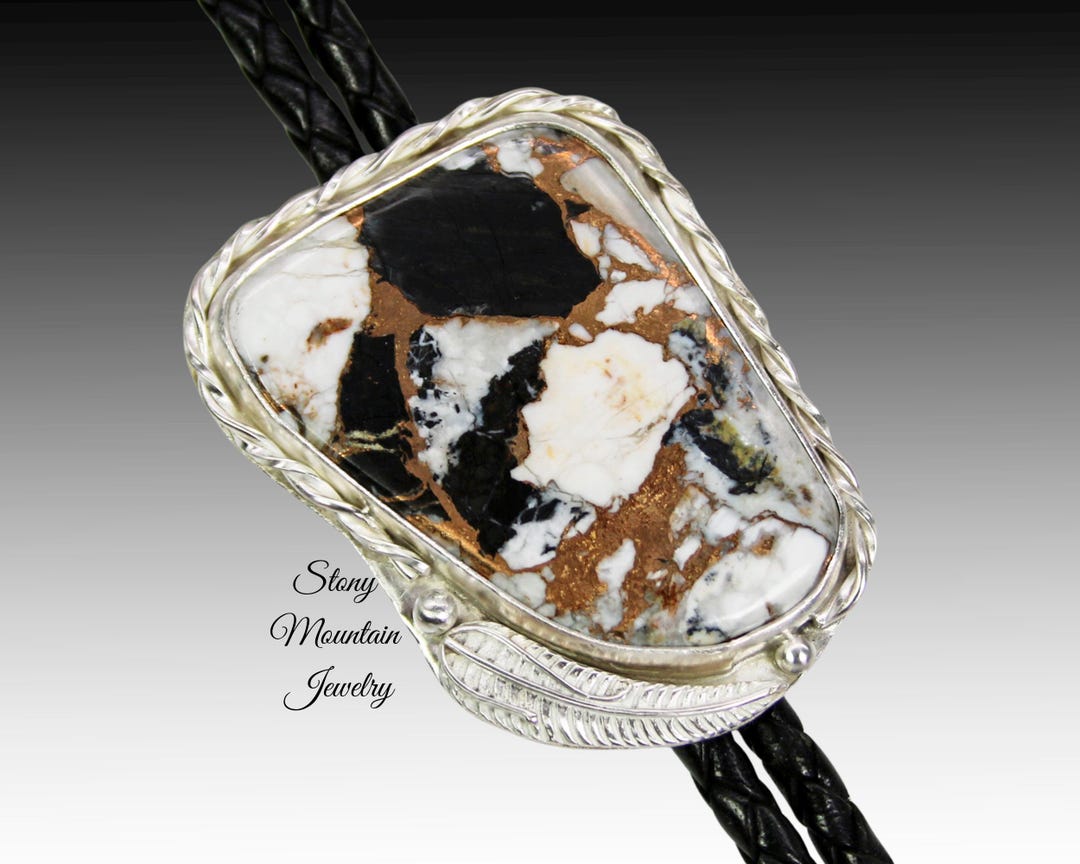 White Buffalo Bolo Tie in Sterling Silver, Western Wedding Bolo Tie ...