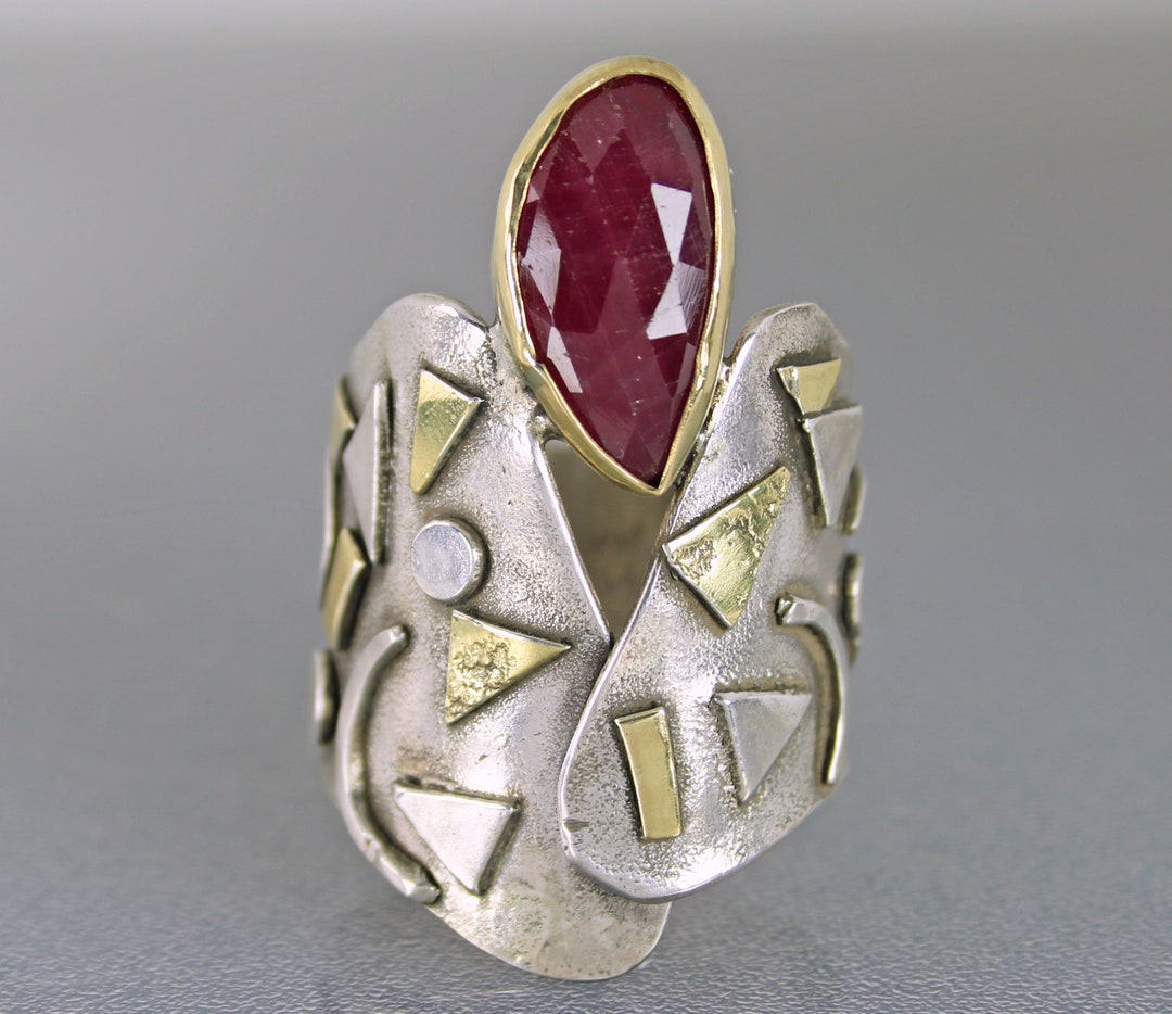 Rose Cut Ruby Ring, One of a Kind Large Ruby Cocktail Ring ...