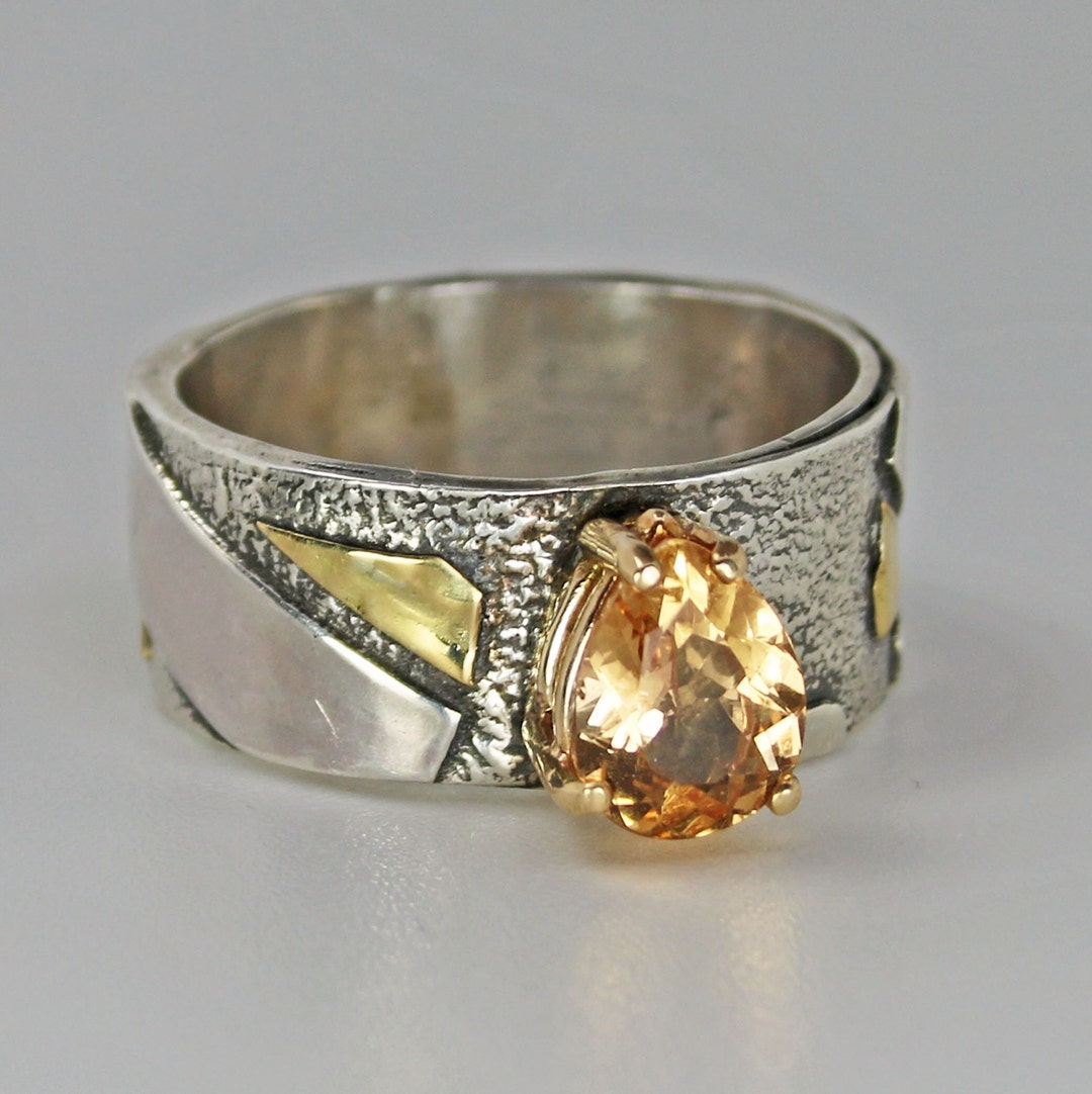 Genuine Imperial Topaz Ring Mixed Metal Precious Topaz Ring - Etsy