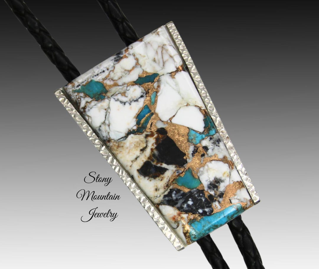 White Buffalo Turquoise Bolo Tie, Handcrafted Nickel Silver Bolo Tie ...