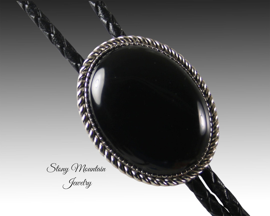 Black Onyx Bolo Tie for Men or Women, Custom Western Wedding Bolo Tie ...