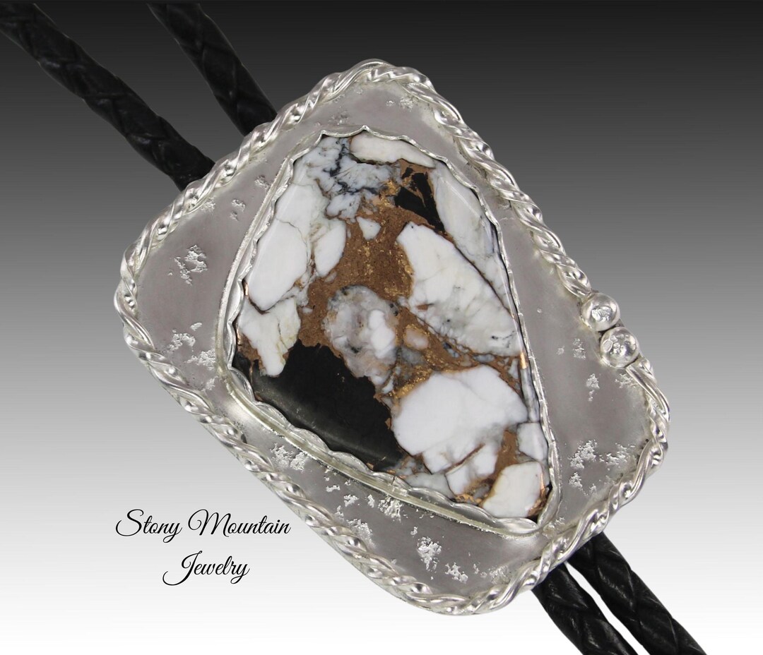 White Buffalo Bolo Tie, One of a Kind Sterling Silver Wedding Bolo Tie ...