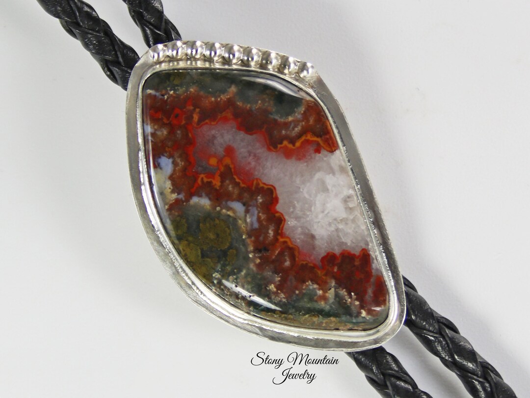 Designer Bolo Tie One of a Kind Custom Handmade Moroccan Seam Agate ...
