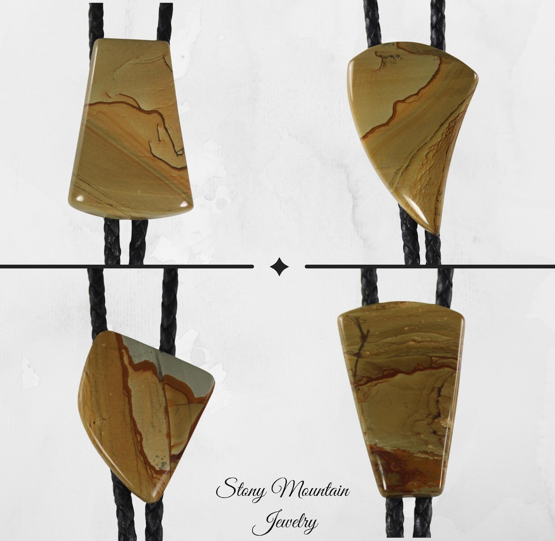 Natural Stone Bolo Tie, Custom Picture Jasper Wedding Bolo Ties, Unique ...