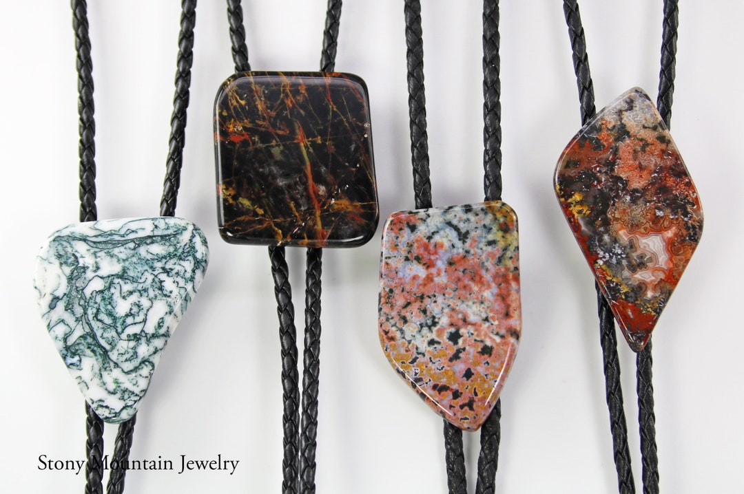 Natural Stone Bolo Tie Agate Bolo Ties, Custom Stone Bolo Tie for Men ...