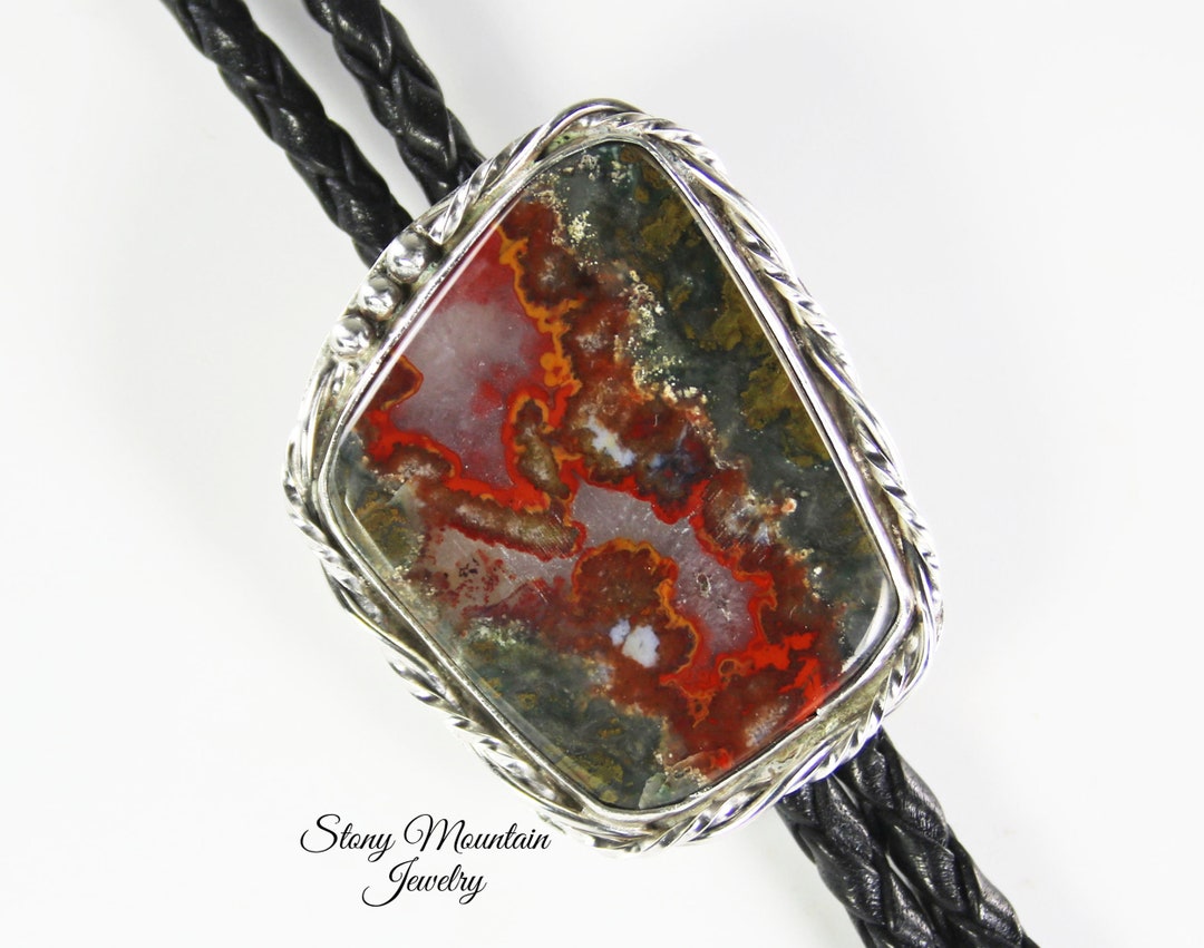 Designer Bolo Tie One of a Kind Custom Handmade Moroccan Seam Agate ...